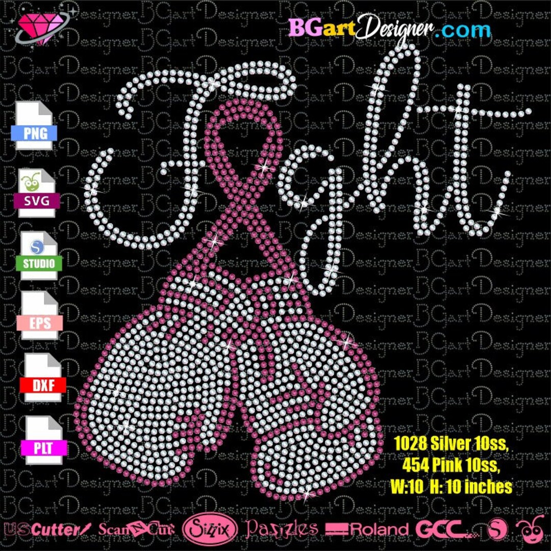 Download Digital Rhinestone Template Fight Pink Ribbon Svg, Bling ...