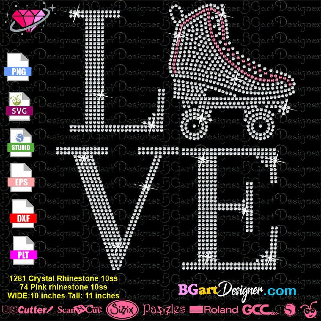 Download Love Skates Roller Bling Rhinestone Svg, Eps, Ice Skating, for ...