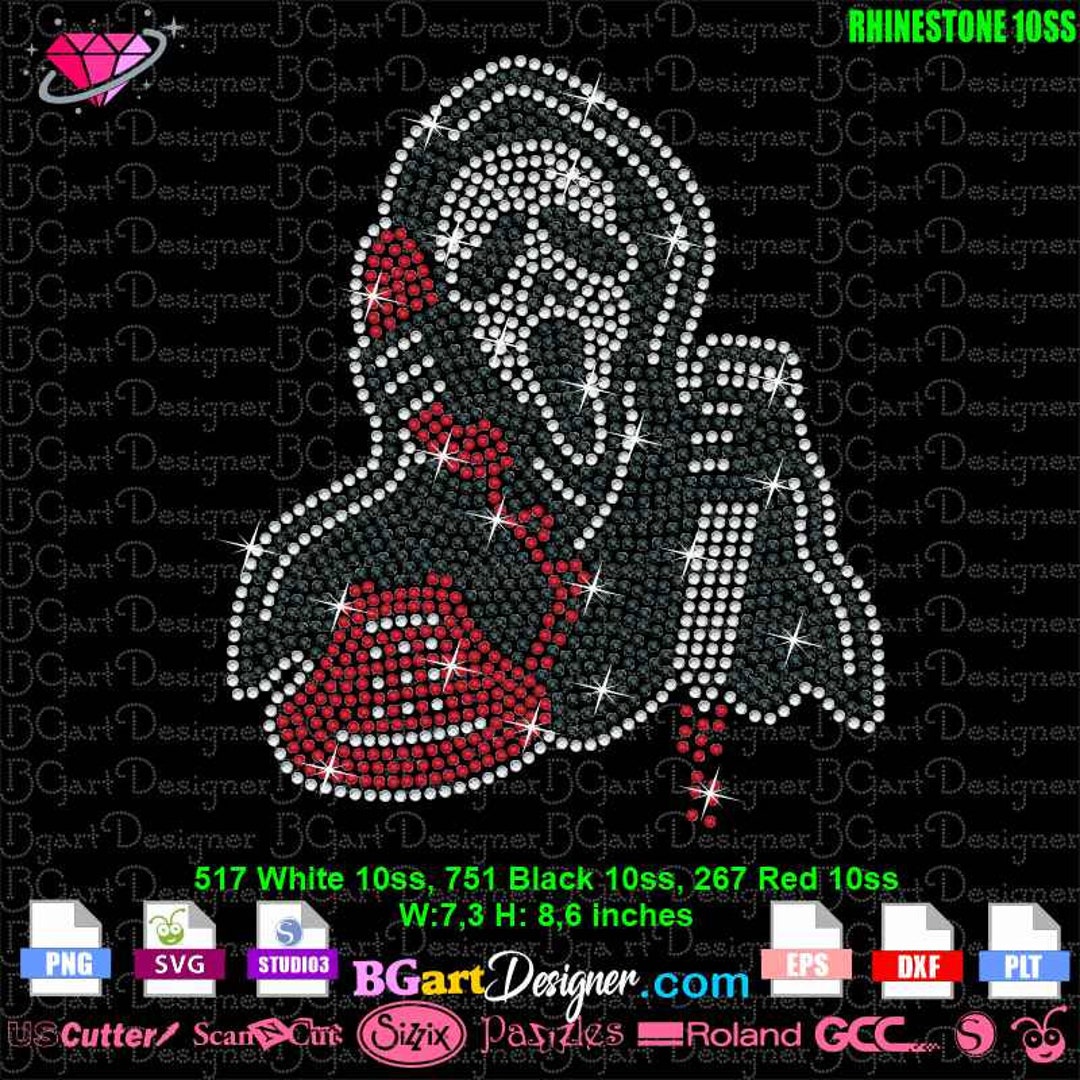 Ghost Face Rhinestone SVG Template Halloween Phone Call Design for ...