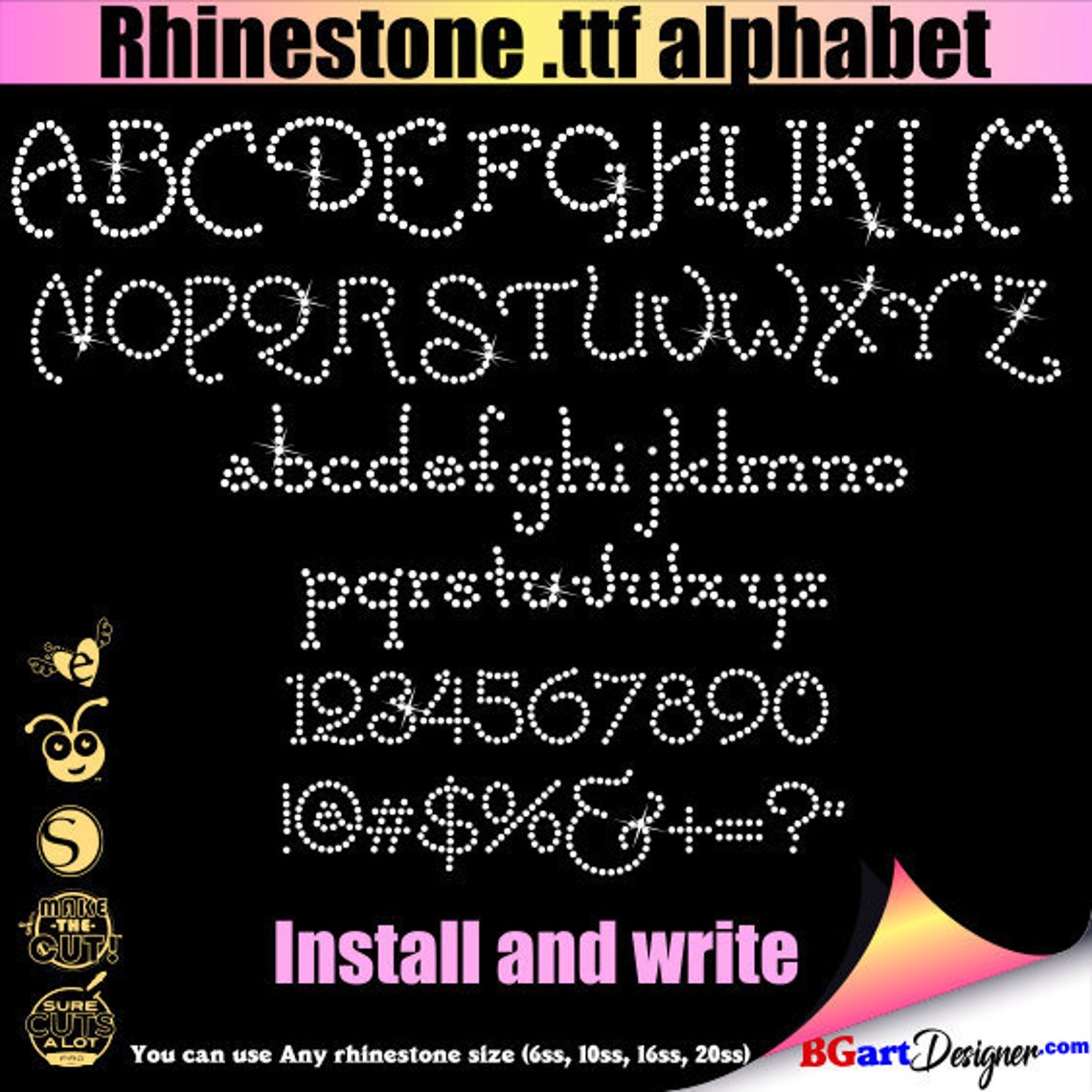 Rhinestone Fonts Rhinestone Alphabet Ttf for Cricut and - Etsy