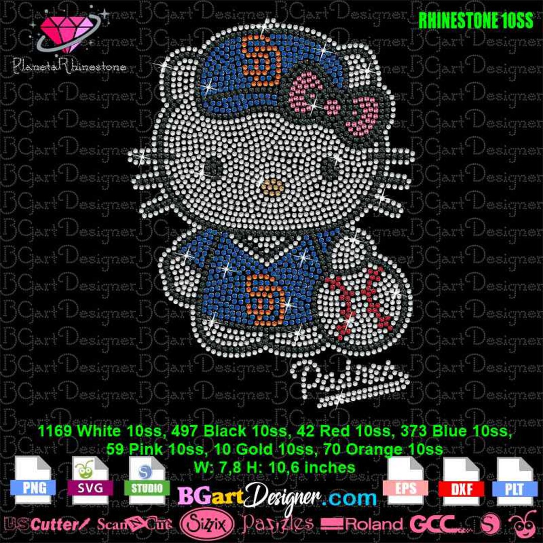 Instant Download Hello Cat Padres SVG Digital Rhinestone Template ...