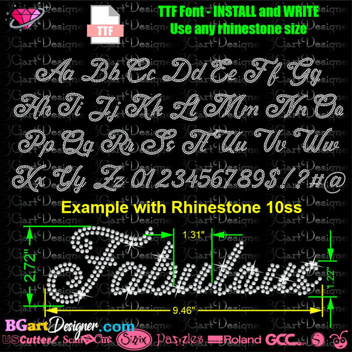 Elegant 2 Fancy/script Fonts Alphabet Rhinestone, Letters, Ttf, for ...