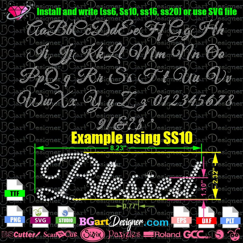 Craft Supplies & Tools Script Rhinestone alphabet TTF Download ...
