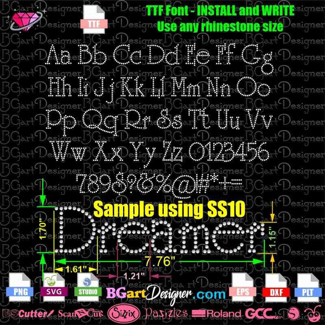 Bling Script Fonts Alphabet One Row Rhinestone, Letters, Ttf, for ...