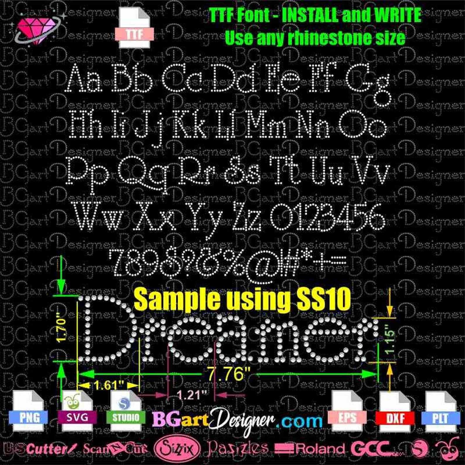 Bling Script Fonts Alphabet One Row Rhinestone, Letters, Ttf, for ...