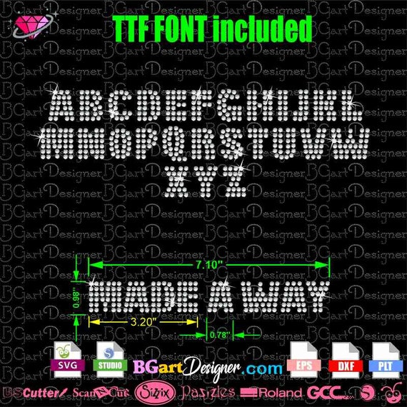 Small Double Row Alphabet Rhinestone Letters Ttf Svg Eps - Etsy