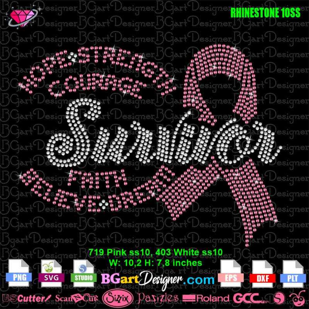 Download Digital Rhinestone Template Survivor Quote Pink Ribbon Svg ...