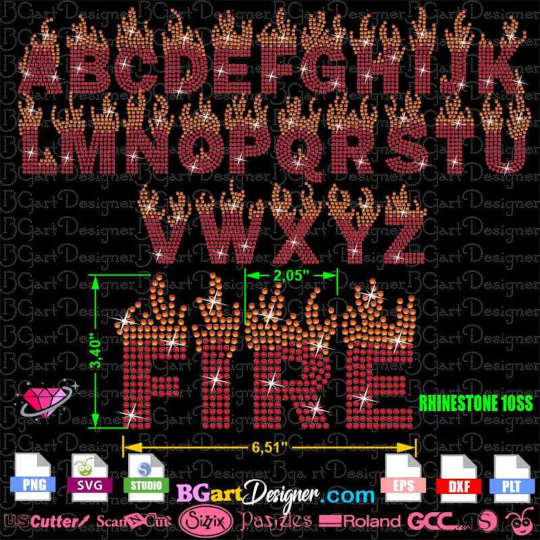 Download Fire Alphabet Rhinestone, Flame Letters Svg for Cricut ...