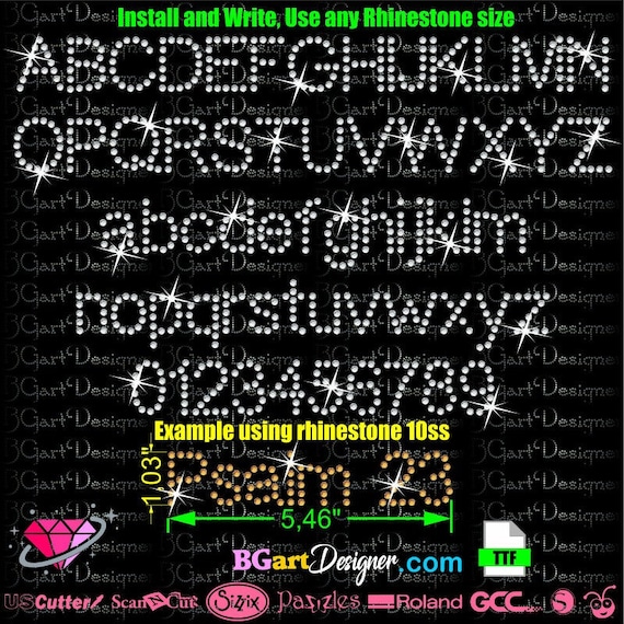 Basic Font Alphabet Rhinestone Letters Ttf for Cricut and - Etsy