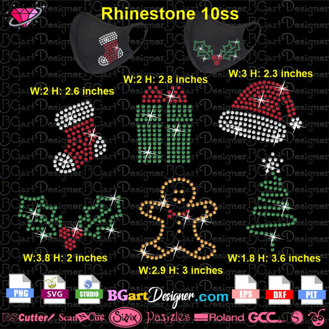 Download Bundle 6 Christmas Rhinestone Svg Cricut Silhouette - Etsy