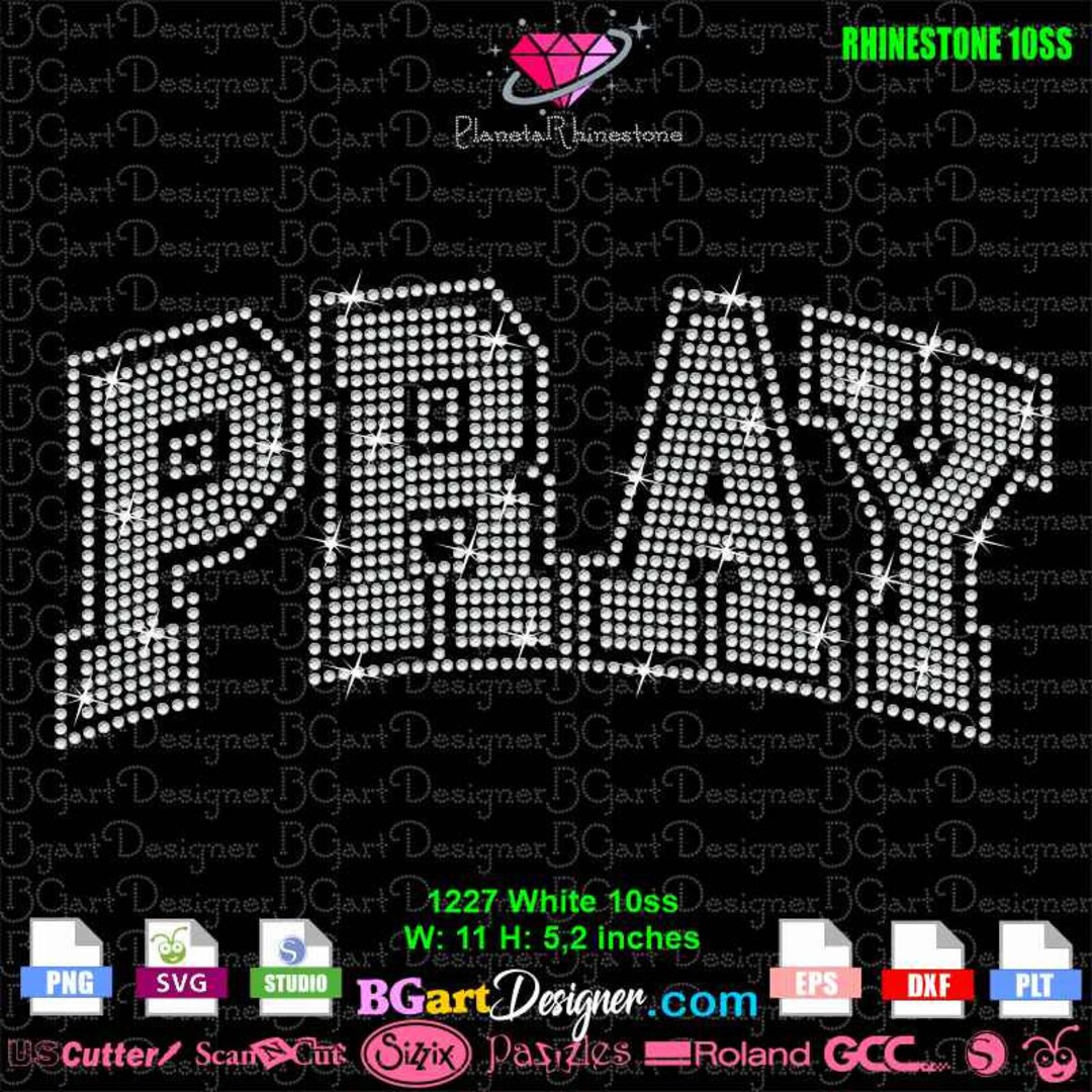 Pray Rhinestone Template for Cricut & Silhouette - Digital Download for ...