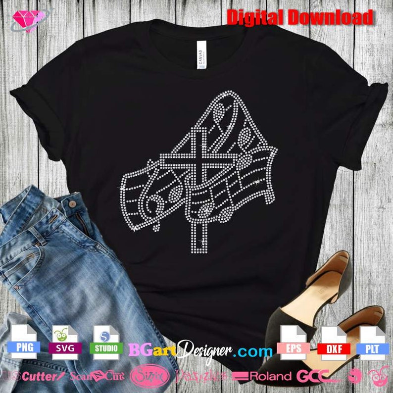 Download Music Note Cross SVG Eps Plt Digital Rhinestone | Etsy