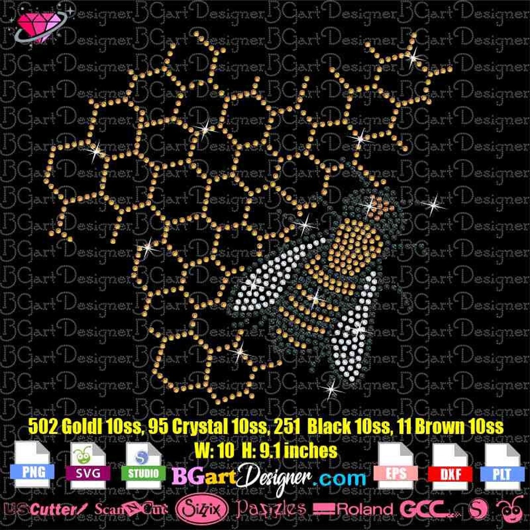 Digital Template Honeycomb Bumblebee Rhinestone Template Instant ...