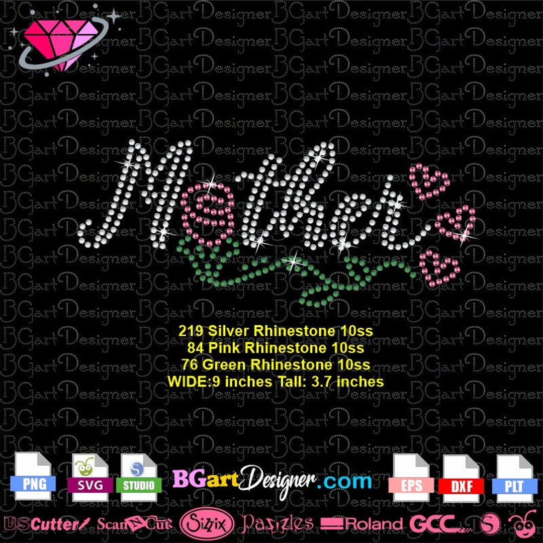 Download Mother Rose Rhinestone Svg Cricut Silhouette, Eps Dxf Plt Png ...