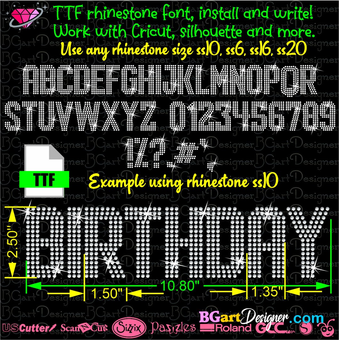 BGART8 Fonts Alphabet Rhinestone, Bling Letters, Ttf, for Cricut and ...