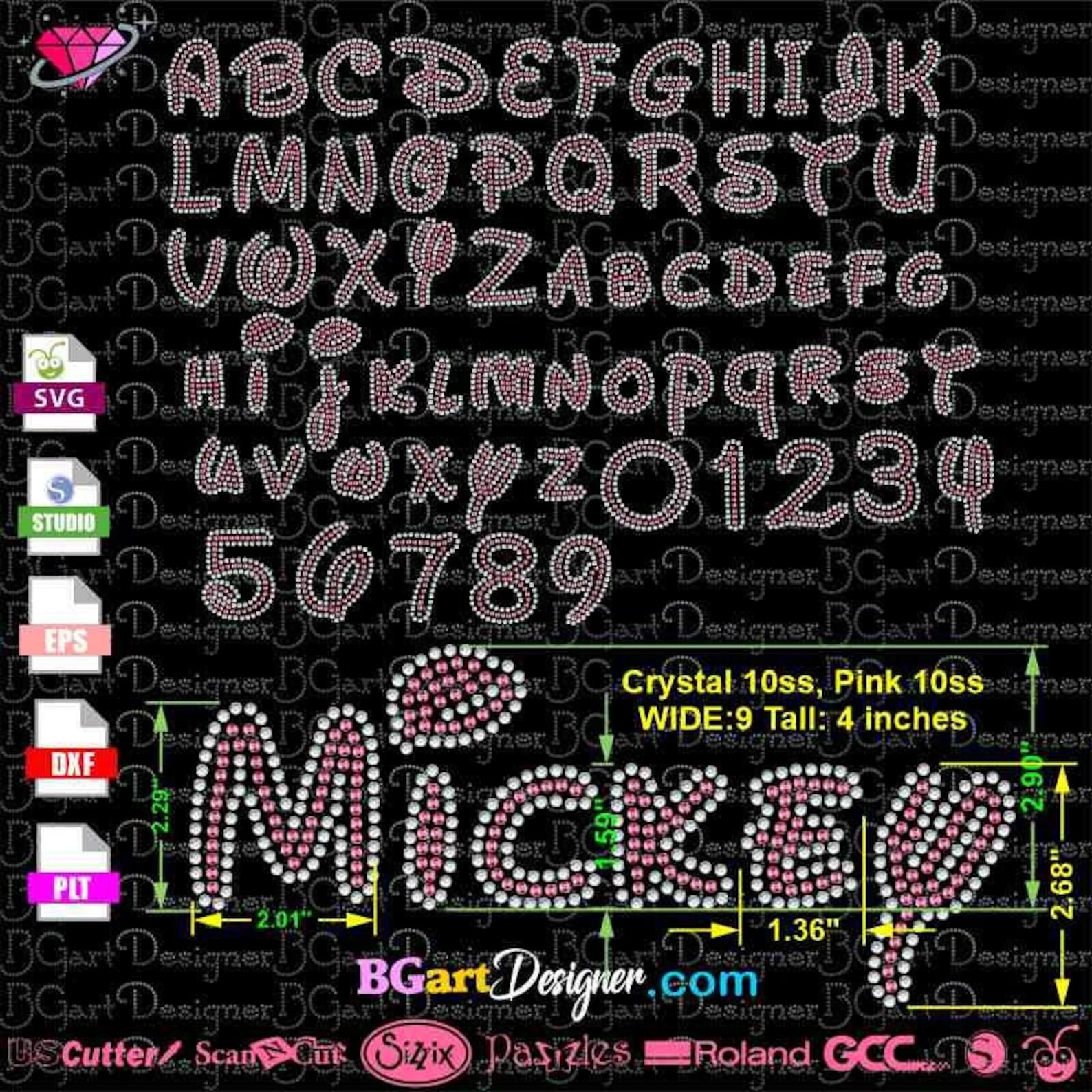 Mouse Alphabet Rhinestone Letters SVG Eps Dxf Plt Studio3 - Etsy