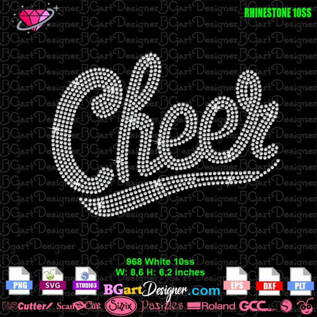 Cheer Rhinestone Template SVG for Cricut, Silhouette - Digital Download ...