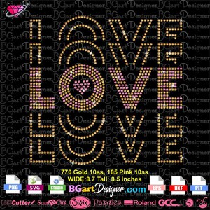 Instant Download Love Heart Rhinestone 10ss Template Svg, Eps, Dxf, Plt ...