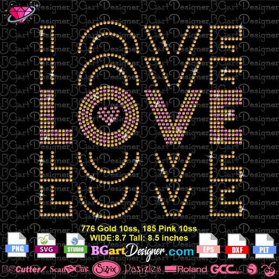 Instant Download Love Heart Rhinestone 10ss Template Svg Eps | Etsy