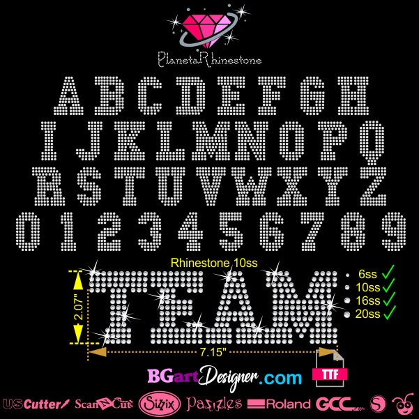 Athletic Fonts Alphabet Rhinestone, Letters, Ttf, for Cricut and ...