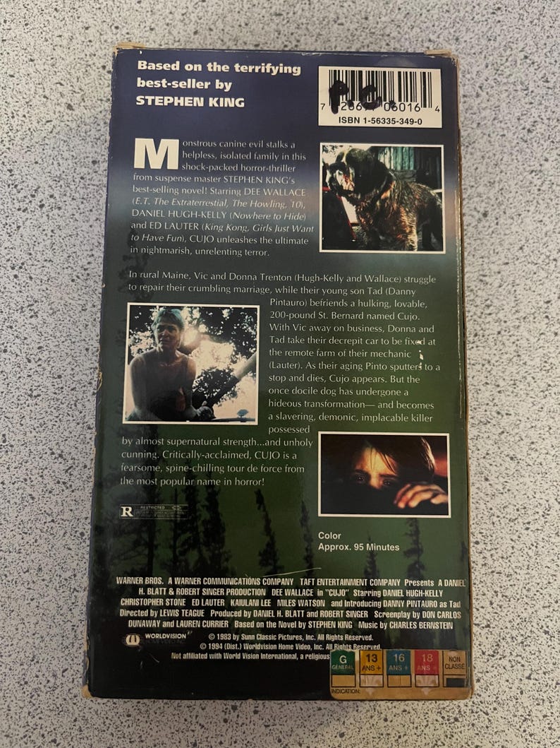 Cujo VHS Stephen King - Etsy