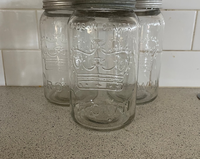 Lot of 3 Antique Crown Mason Jars - Etsy