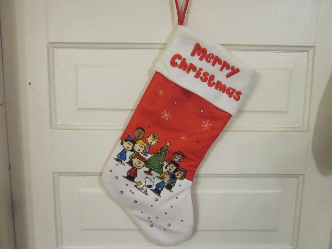 Peanuts Licensed Snoopy Christmas Stocking Charlie Brown Gang EUC - Etsy