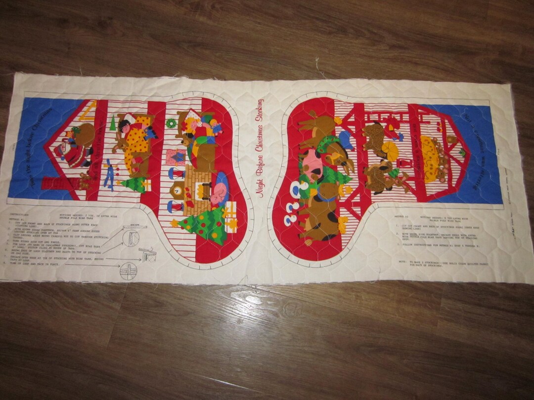 Vintage Night Before Christmas Cranston Quilted Fabric Panel Christmas ...