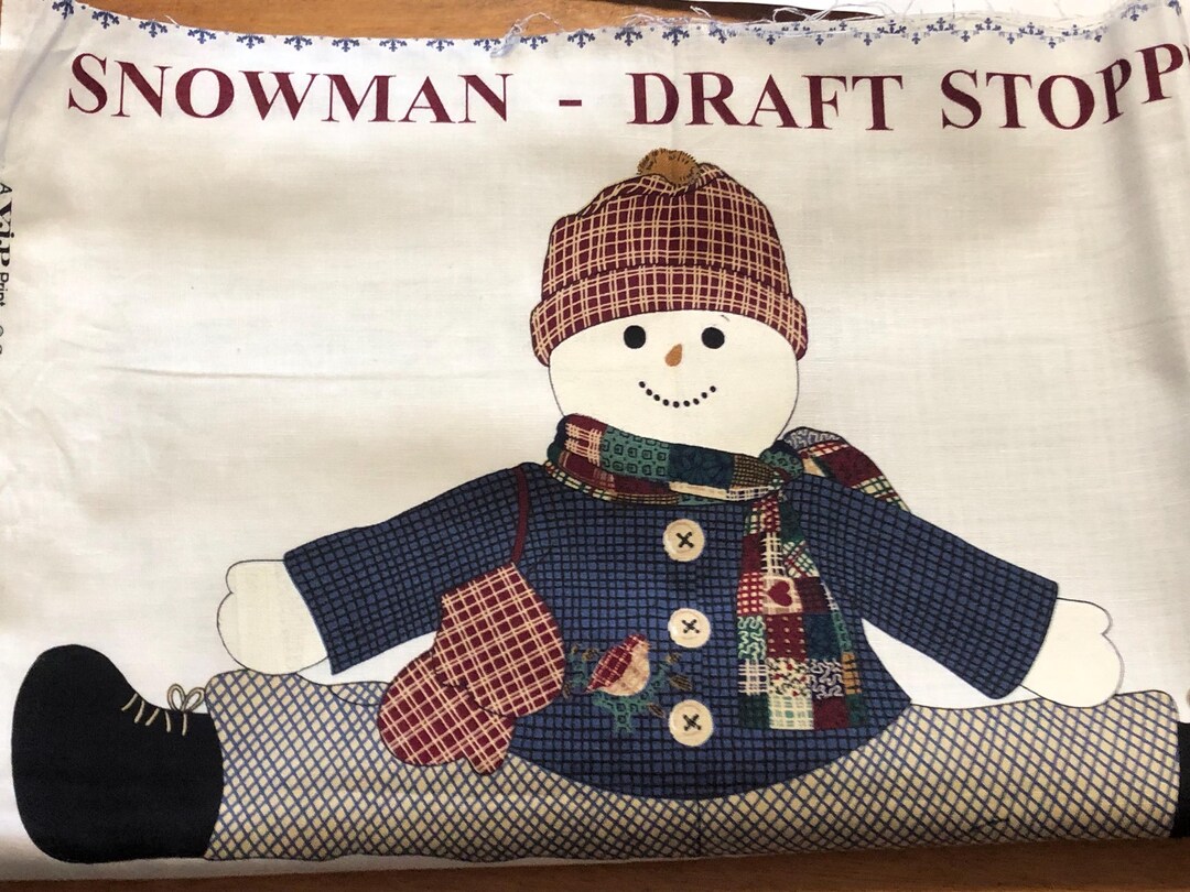 Vintage Cranston Prints VIP Snowman Door Draft Stopper Fabric Panel ...