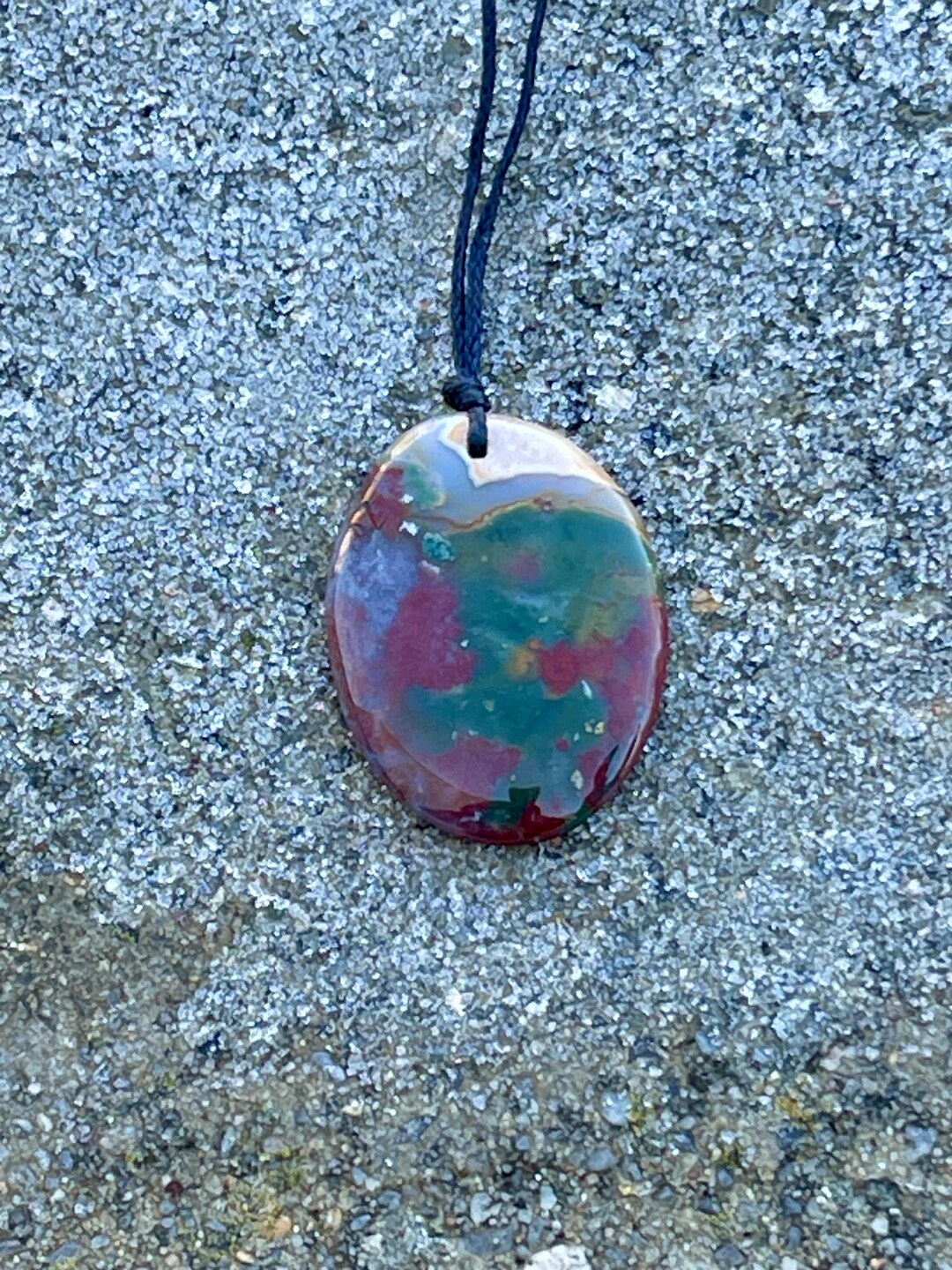 Macrame Bloodstone Amulet, Indian Bloodstone Necklace, Heliotrope ...