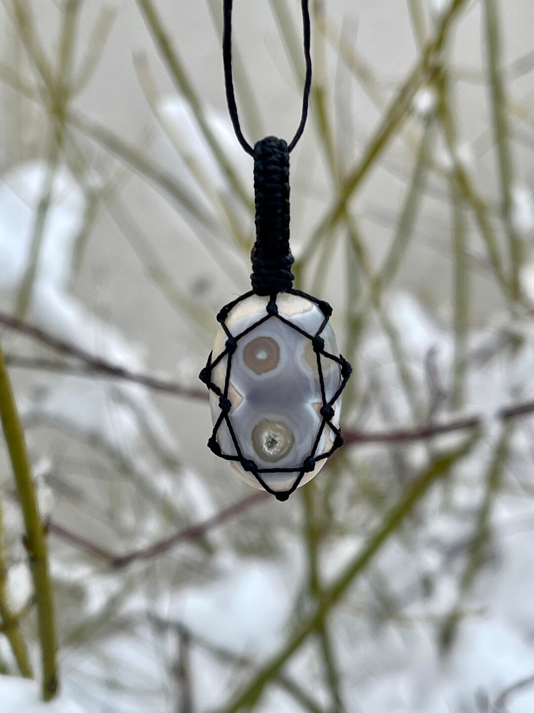 Solar Eye Quartz Macrame Amulet, Solar Eye Crystal Necklace, Solar Eye ...