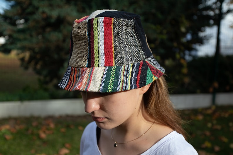 Patchwork Multicolour Eco Friendly Hemp Bucket Hat Boho Hemp - Etsy
