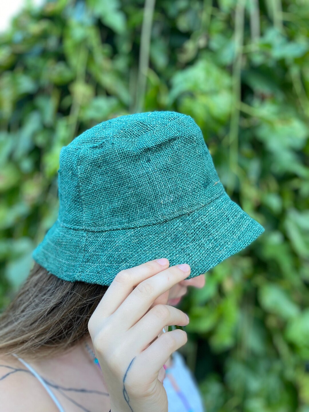 Green Organic Hemp Eco- Friendly Bucket Hat, Boho Hemp Hat, Vegan Hat ...