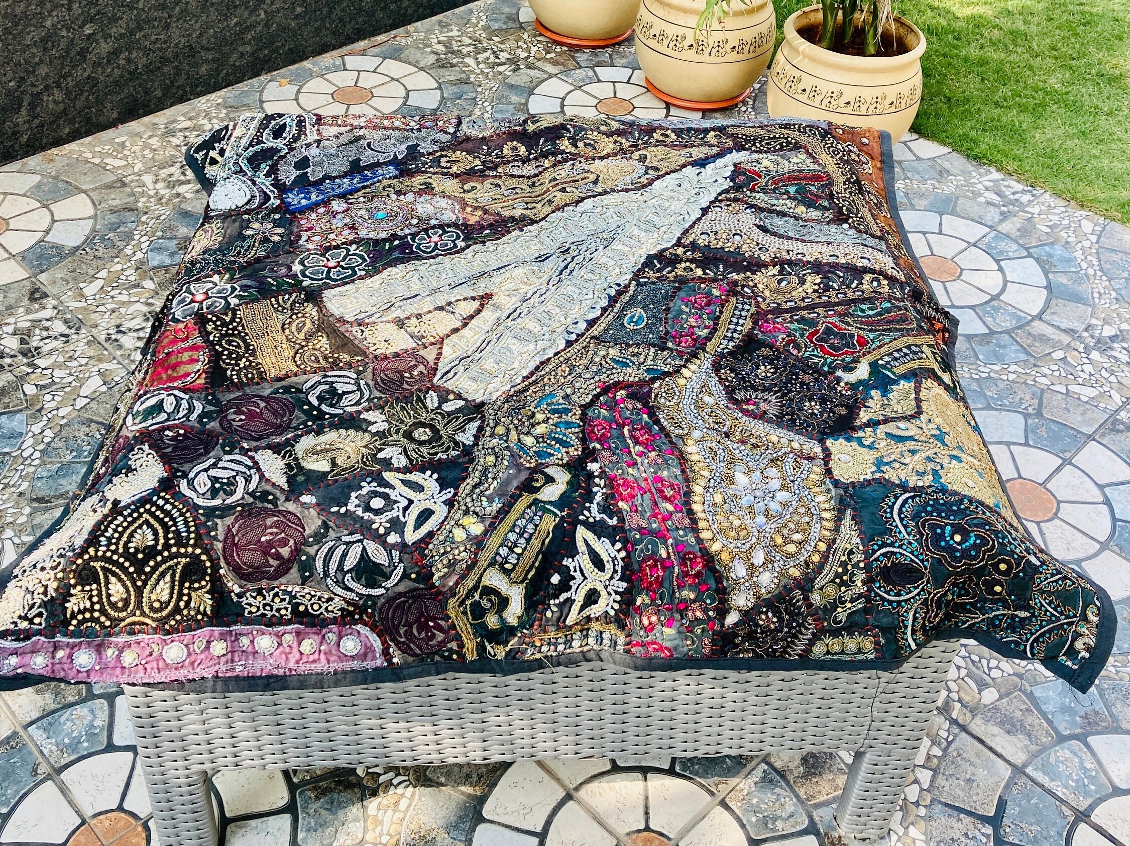 Stunning Wall Hanging/table Cloth Handmade Zardozi Barmer | Etsy