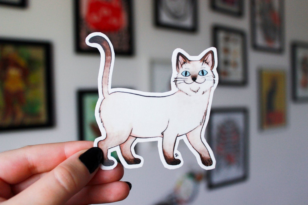 Cat Vinyl Sticker Waterproof Sticker Original Art Watercolor ...