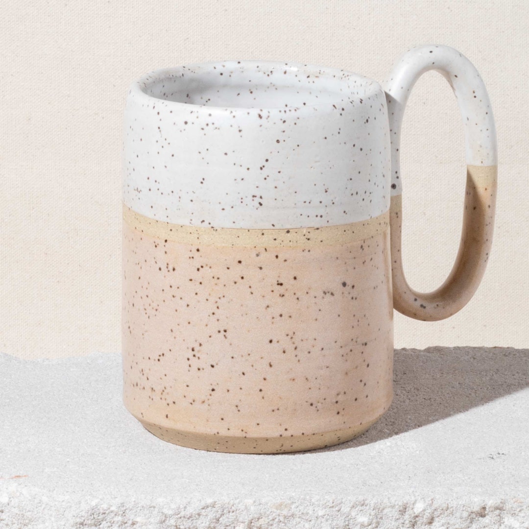 Pink and White Speckled Stoneware Mug Tall Handmade Ceramic Mug, Boho ...