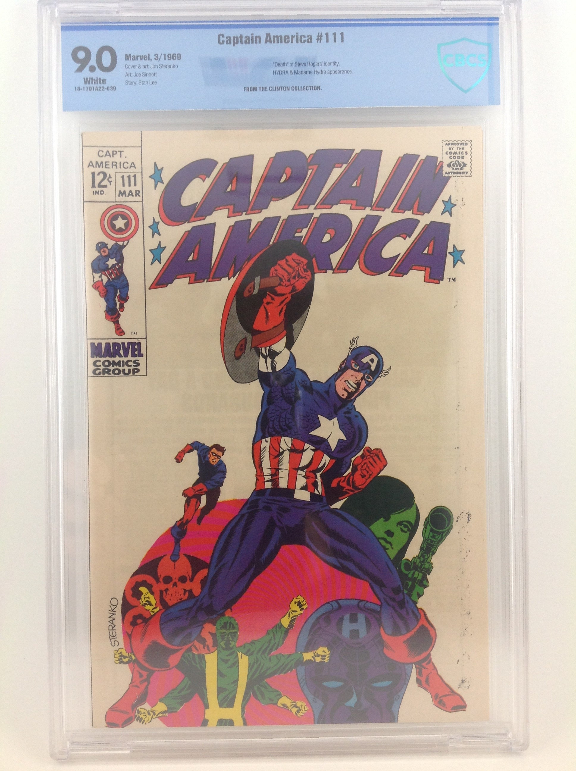 Captain America 111 Cbcs 9.0 Steranko Classic Comic Cover - Silver Age ...