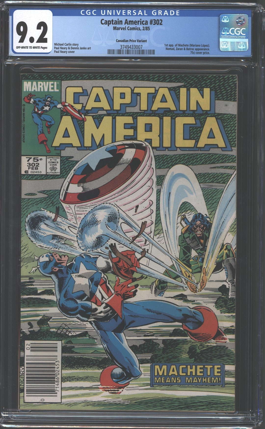 Captain America 302 CGC Canadian Price Variant 1st Appreance Machete ...
