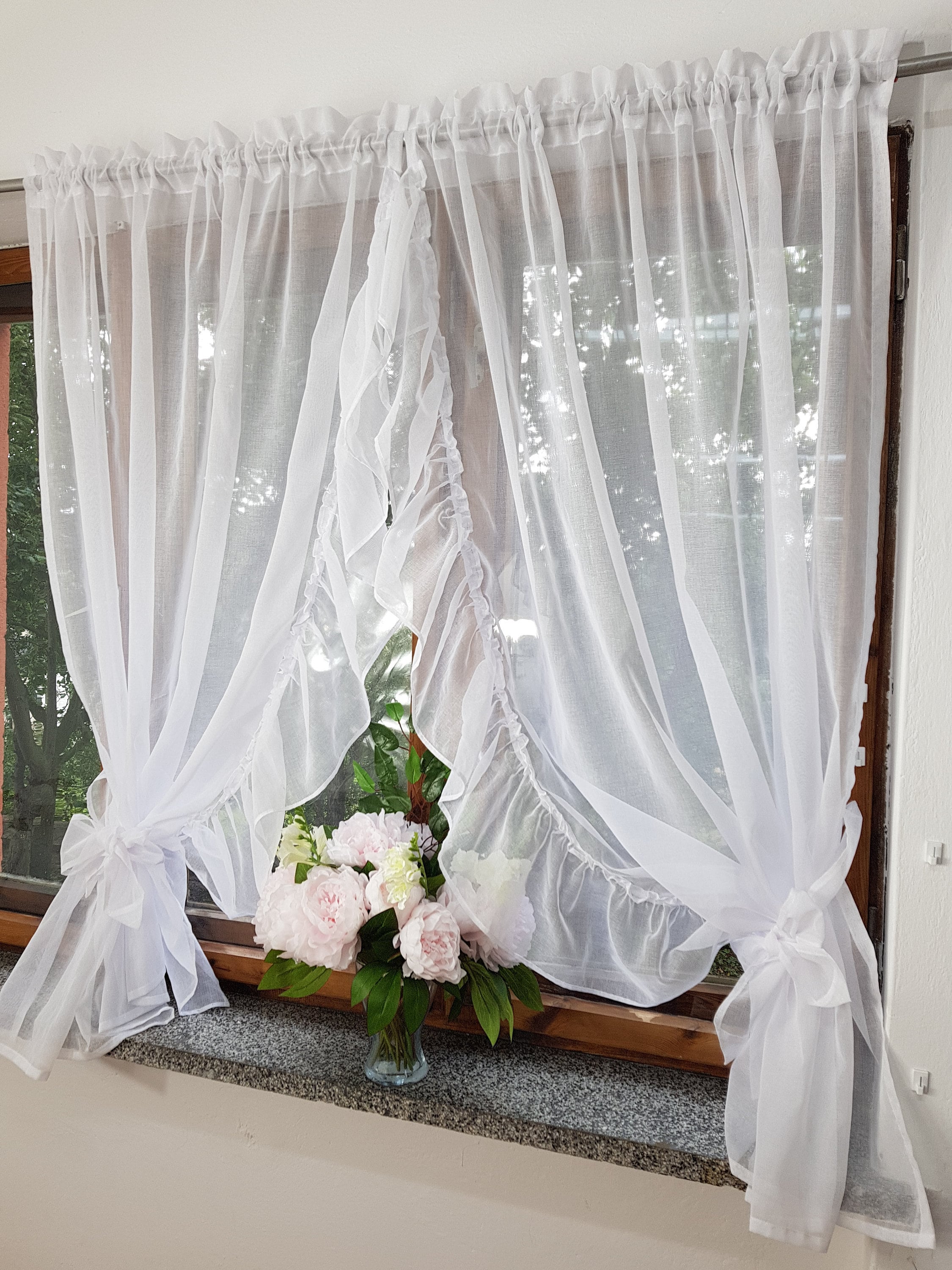 White Semi Sheer Curtain | White Frills | Romantic Frill | Curtain Tape ...