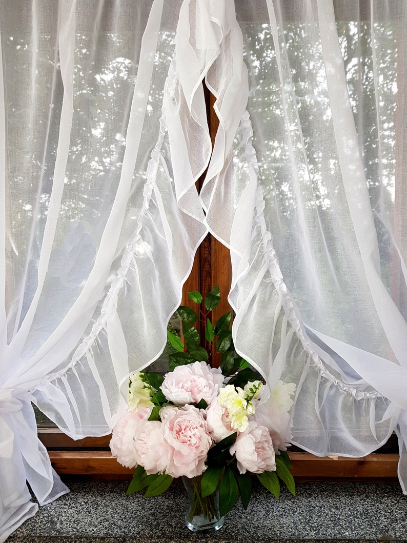 White Semi Sheer Curtain | White Frills | Romantic Frill | Curtain Tape ...