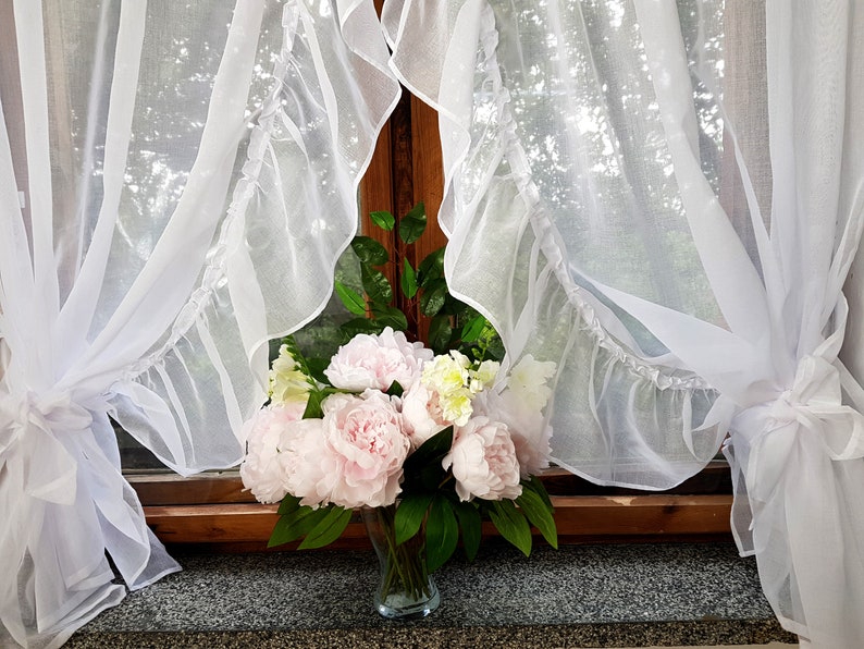 White Semi Sheer Curtain | White Frills | Romantic Frill | Curtain Tape ...