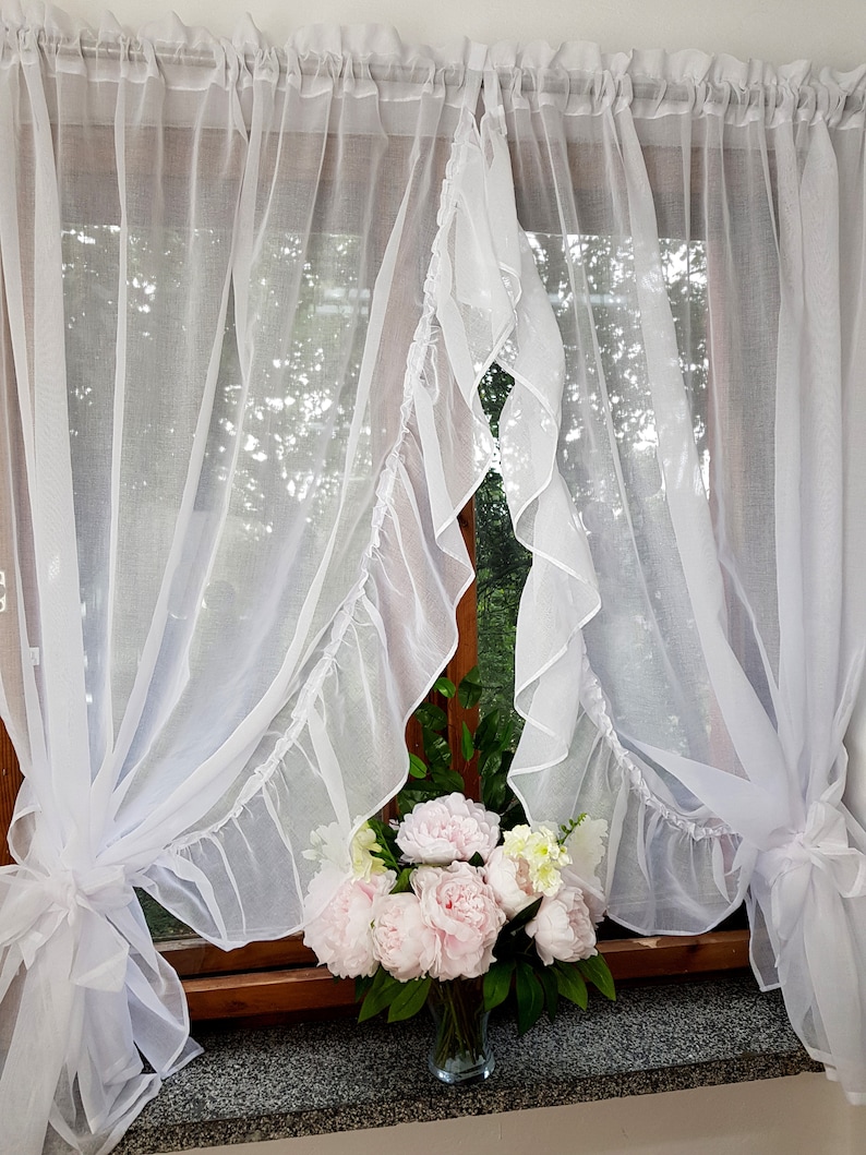 White Semi Sheer Curtain | White Frills | Romantic Frill | Curtain Tape ...