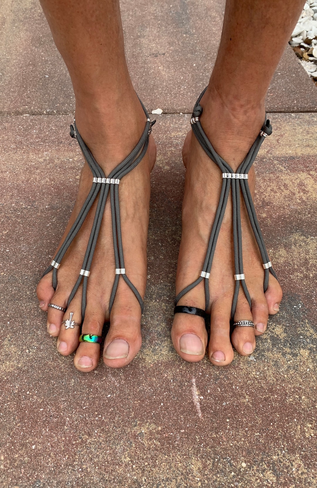 Barefoot Sandals b3 Gray Mens Foot Jewelry Sole Less Sandals Beach Wear ...