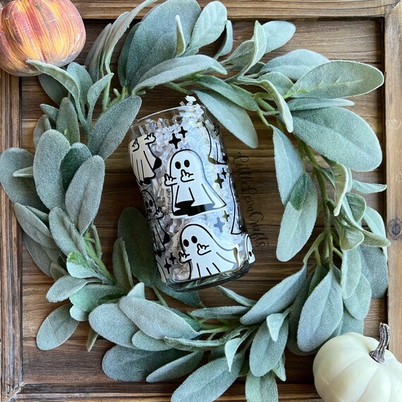16 Oz. Ghost Iced Coffee/beer/soda Can Glass Middle Finger - Etsy