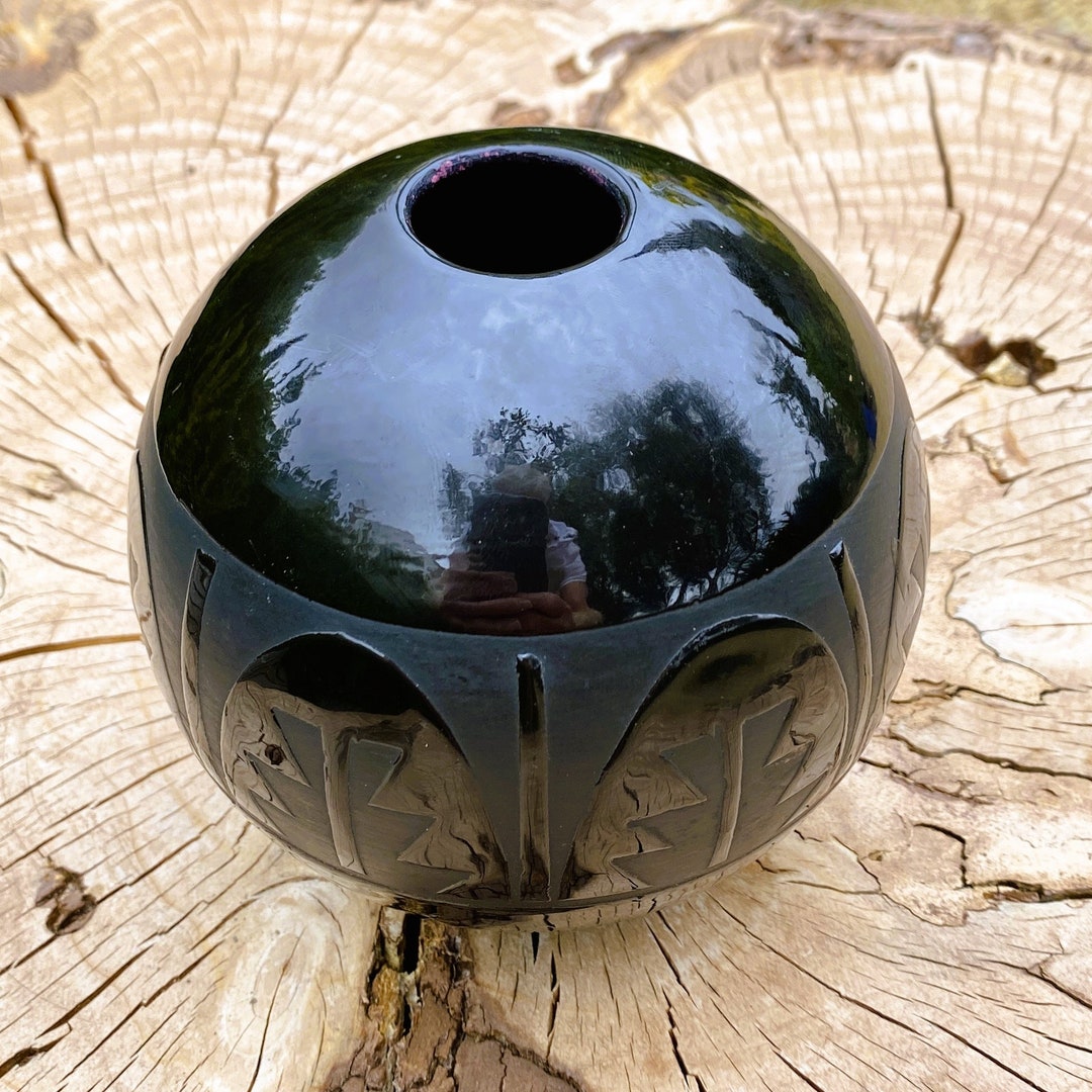 BEN SAXON Black on Black Navajo Seed Pot Nineties - Etsy