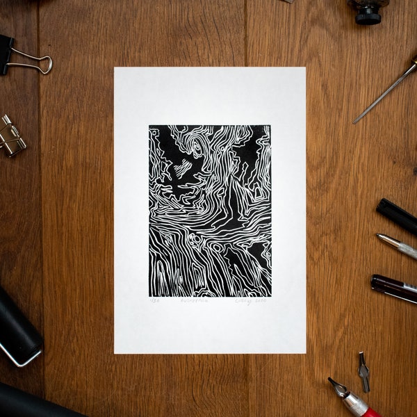 Abstract Lino Cut - Etsy