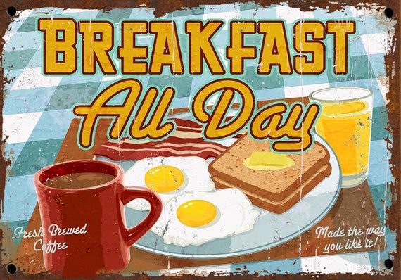 Breakfast All Day Cafe Restaurant Diner Kitchen Metal Wall - Etsy