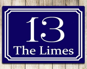 French Vintage Blue and White Enamel House Number Sign, Enamel Home ...