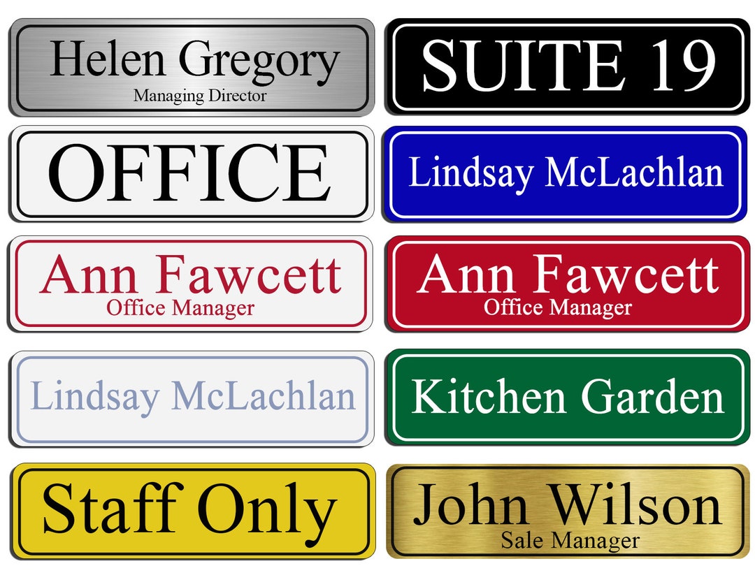 Personalised Metal Door Sign Office Home Business COLOR SILVER GOLD ...