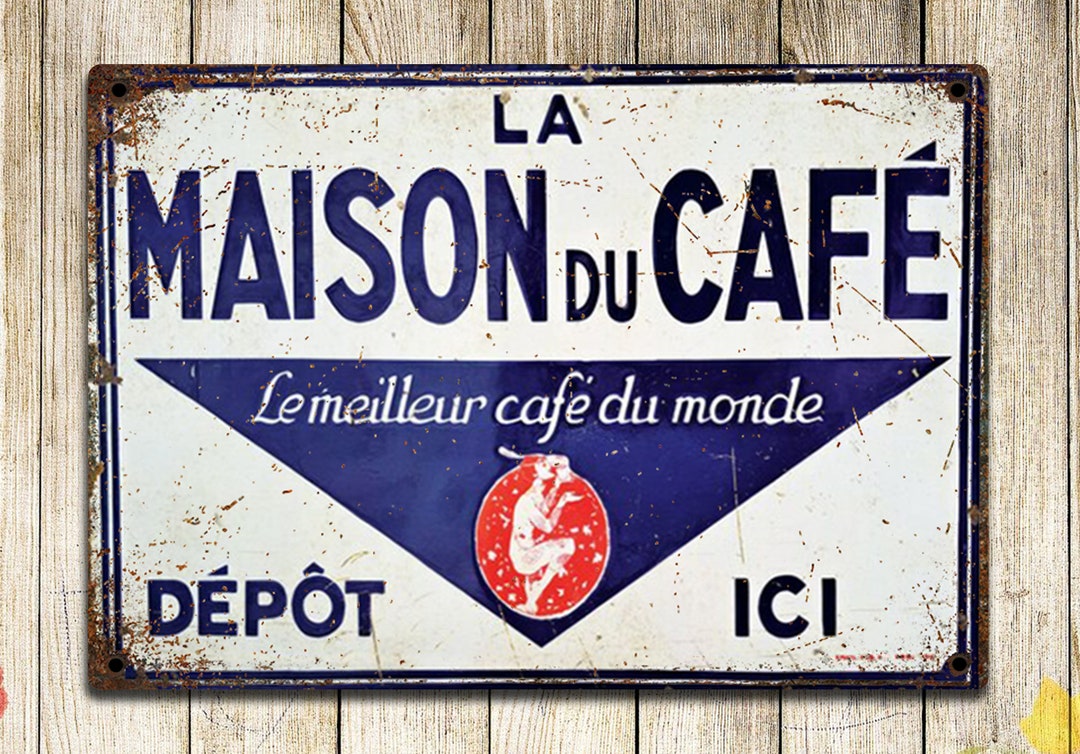 Coffee Shop Kitchen Metal Sign, French Vintage Style Home Decor Cafe ...